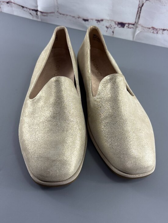 Vionic | Shoes | Vionic Willa 2 Leather Loafer Shoes Gold Metallic 0w ...